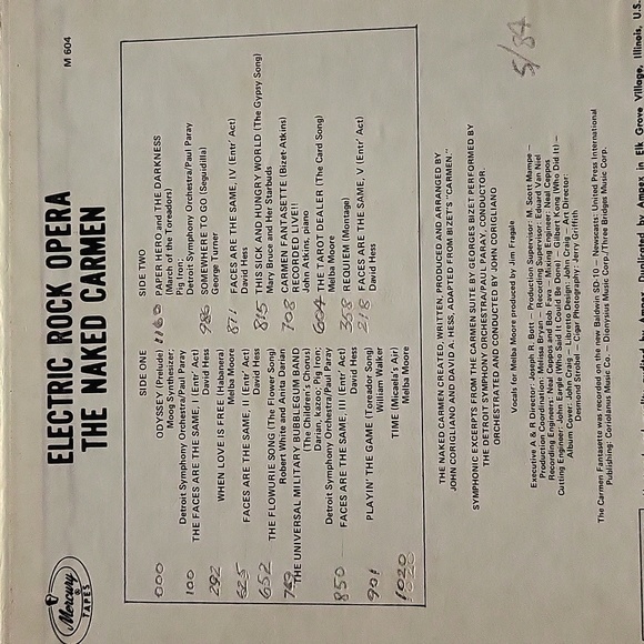 Ampex | Other | The Naked Carmen Electric Rock Opera Sound Extravaganza ...